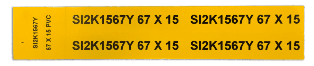 67mm x 15mm Yellow Non Adhesive PVC Tag Suitable For Channeling (100 tags)